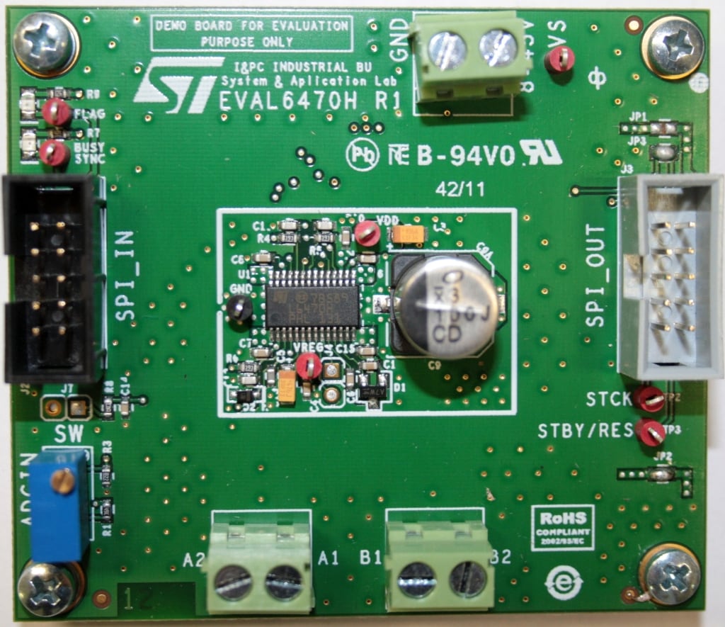EVAL6470H - Fully integrated stepper motor driver mounting the L6470 - STMicroelectronics